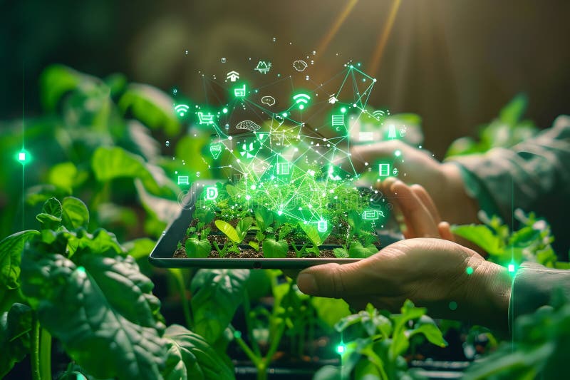 High-tech Smart Farming Concept Stock Illustration - Illustration of ...