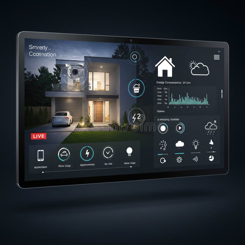 A High-tech Smart Home Control Interface on a Digital Screen Displays ...