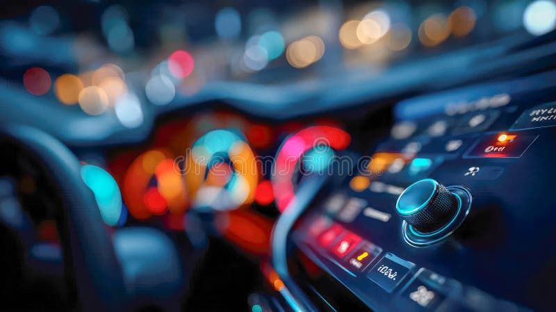 High-tech Smart Home Dashboard with Illuminated Controls and Ambient ...