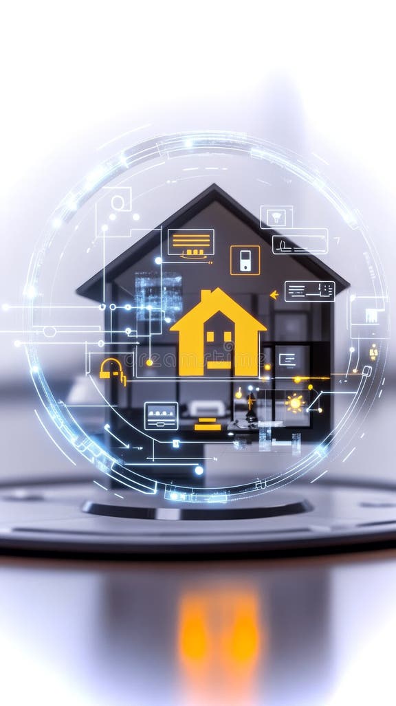 High-tech Smart Home Interface Displaying Real-time Technology ...