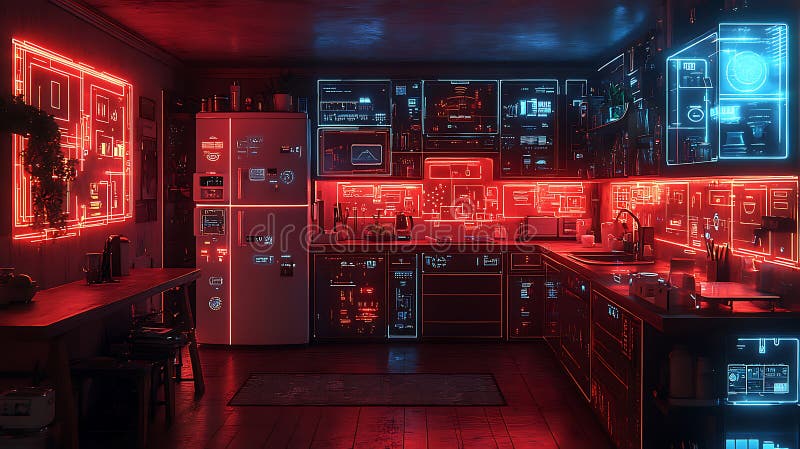 Futuristic Kitchen Design Featuring Smart Appliances Digital Interfaces ...