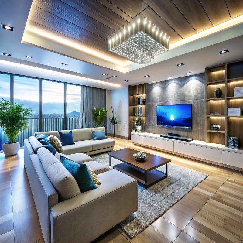 High-Tech Smart Living Space Stock Illustration - Illustration of ...