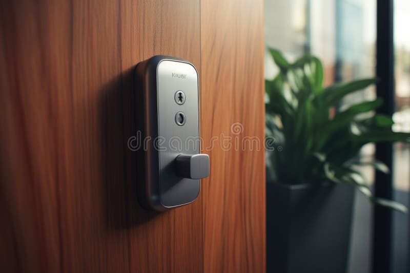 A High-tech Smart Lock is Installed on the Front Door of a City House ...