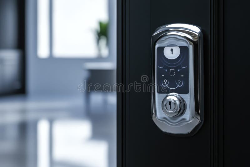 High-tech Smart Lock on Modern Door for Secure Home Entry in Bright ...