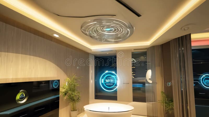 High-tech Smart Room with Digital Interface Panels and Modern Design Elements. 4k Video Footage ...