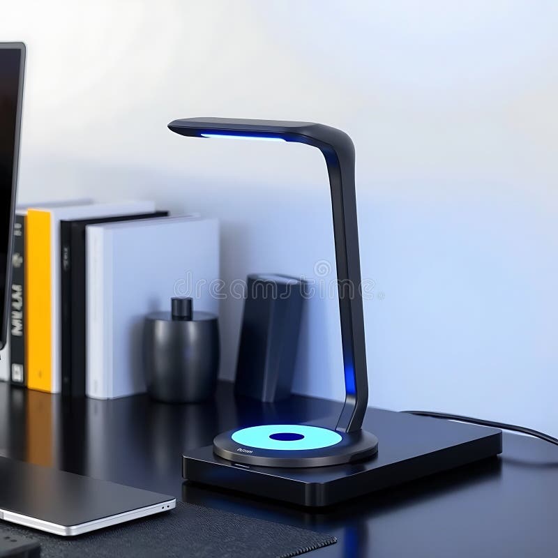 A High Tech Smart Table Lamp with Adjustable Color Settings Displaying ...