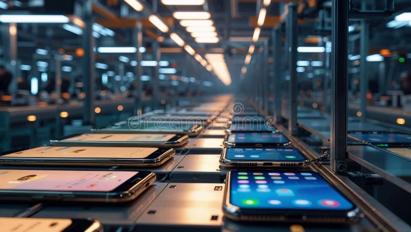 High-Tech Smartphone Assembly Production Line with AI Integration ...