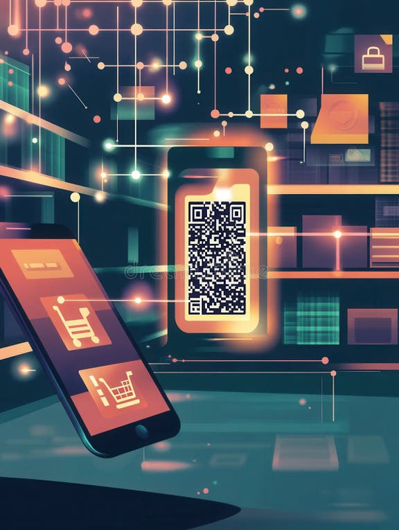 High-tech Smartphone Scanning QR Code for Grocery Order Pickup in a ...