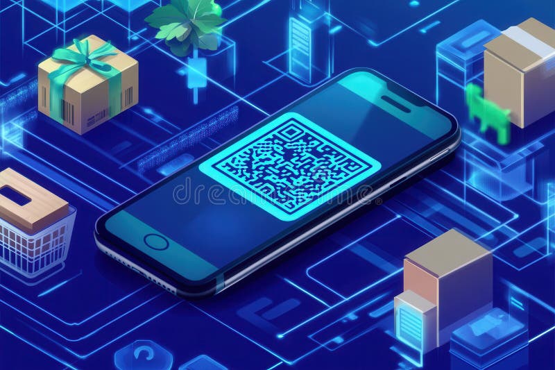 High-tech Smartphone Scanning QR Code for Online Grocery Pickup in a ...