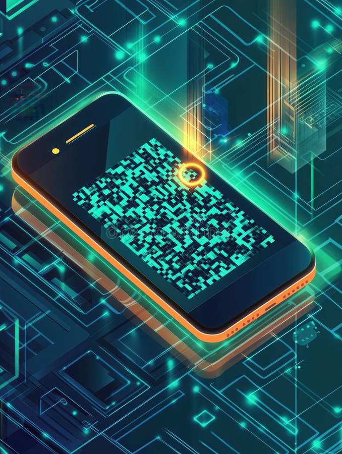 High-tech Smartphone Scanning QR Code for Order Pickup in a Futuristic ...