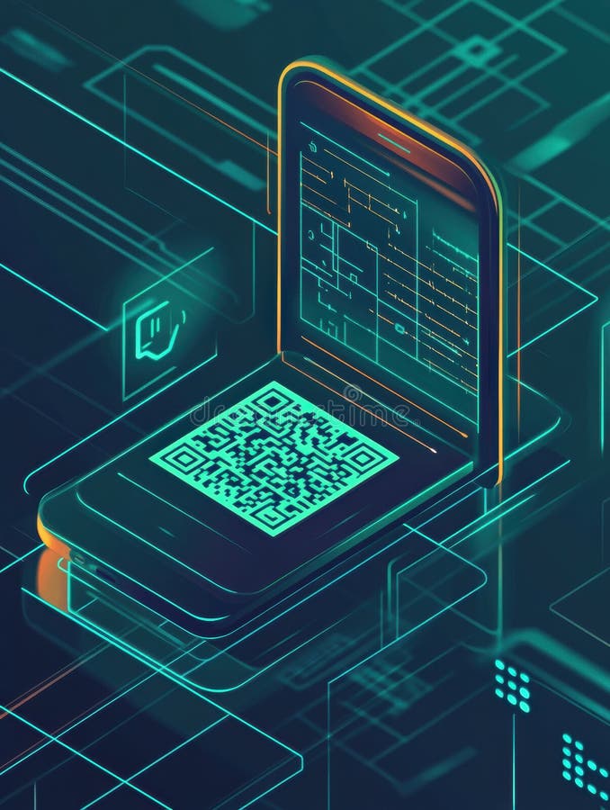 High-tech Smartphone Scanning QR Code for Order Pickup in a Futuristic ...