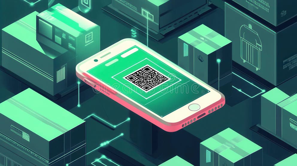 High-tech Smartphone Scanning QR Code for Order Pickup in a Modern ...