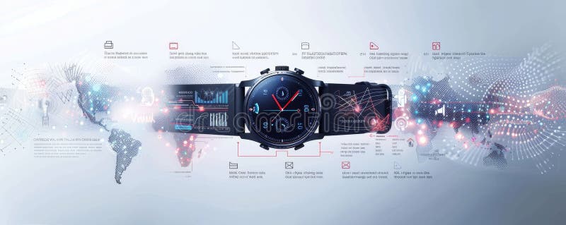 High-tech Smartwatch Advertisement Concept with Global Data Integration ...
