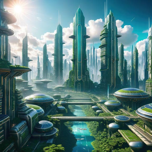 High Tech Solarpunk Utopicity Metropolis in the Amazon in the Future ...
