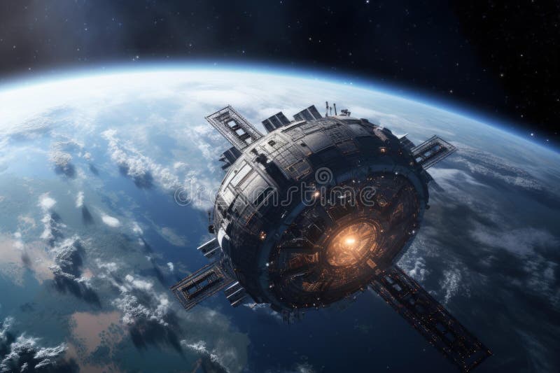 High-tech Space Station Earth Cosmic. Generate Ai Stock Photo - Image ...