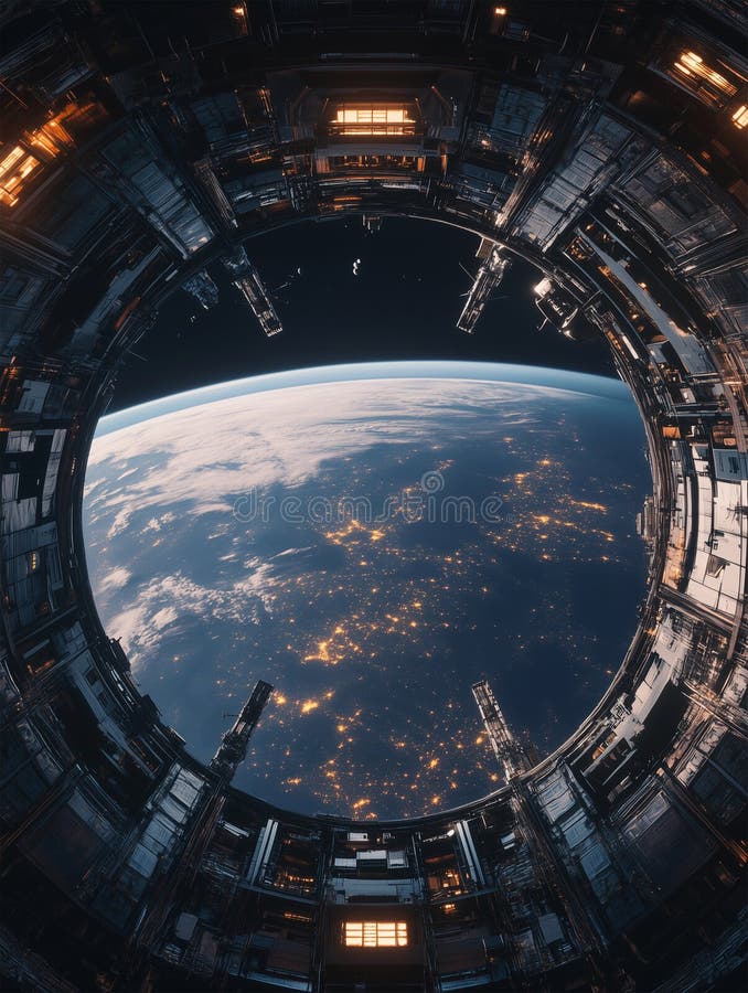 High-tech Space Station in Orbit Around Earth Showcasing Advanced AI ...