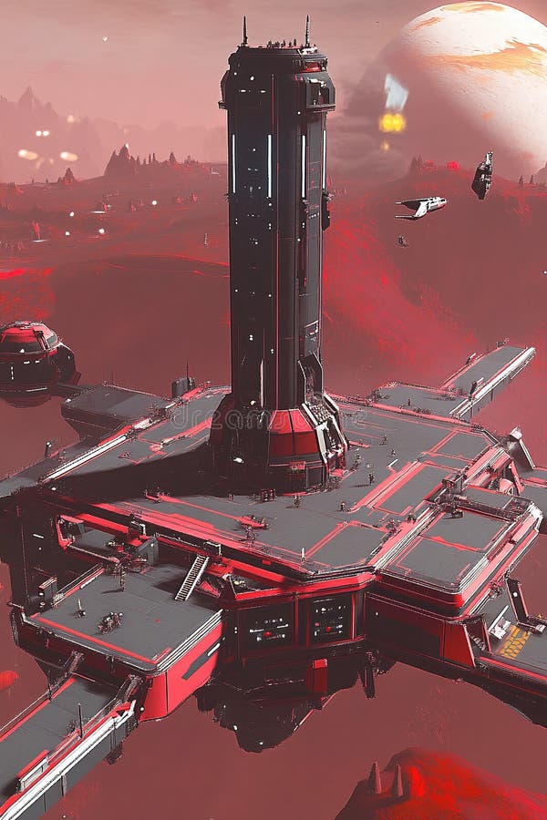 A High-tech Space Station Orbiting a Gas Giant with Multiple Docking ...