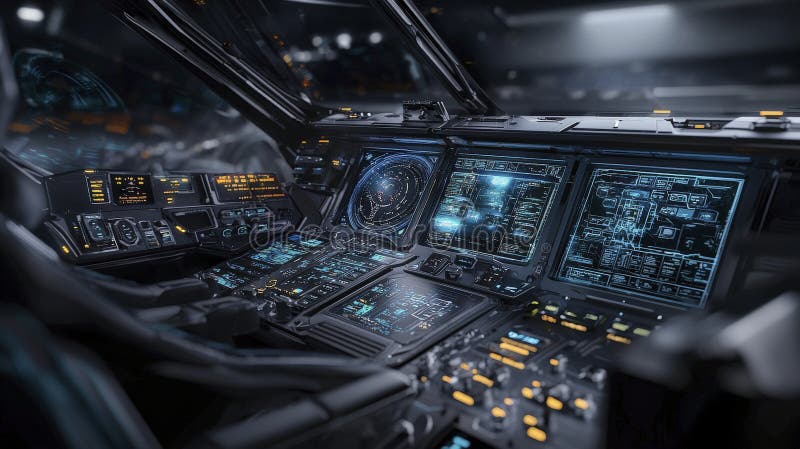 High-tech Spacecraft Cockpit Exploration Advanced Spacecraft Visual ...