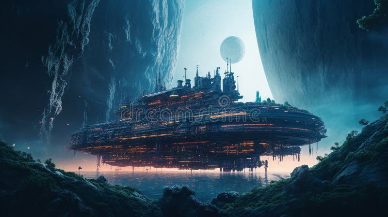 A High-tech Spaceship of a Highly Developed Civilization Stock ...