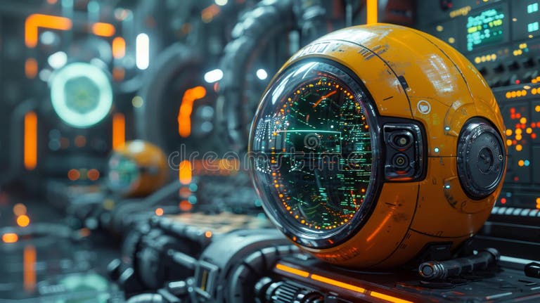 High-tech Spherical Device in Futuristic Lab - Generative Ai Stock ...