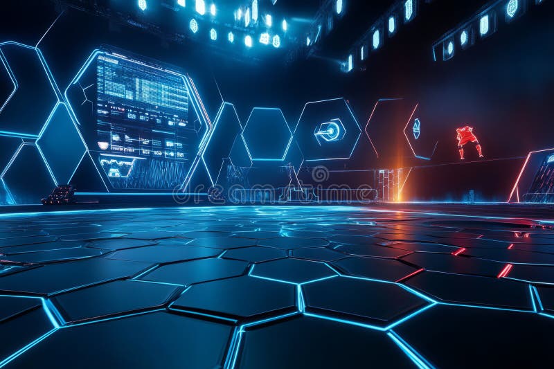 A High-tech Sports Arena Where Hexagonal LED Panels Form an Immersive ...