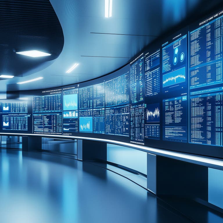 A High-tech Stock Market Trading Desk with AI Algorithms Generating ...