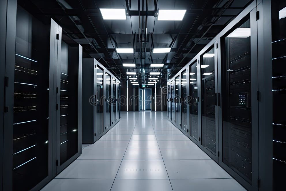 High-tech Storage Data Center, with Rows of Servers and Advanced ...