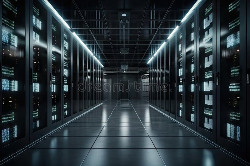 High-tech Storage Data Center, with Rows of Servers and Advanced ...