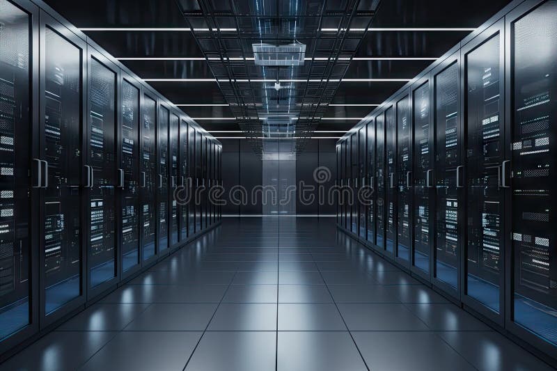 High-tech Storage Data Center, with Rows of Servers and Advanced ...