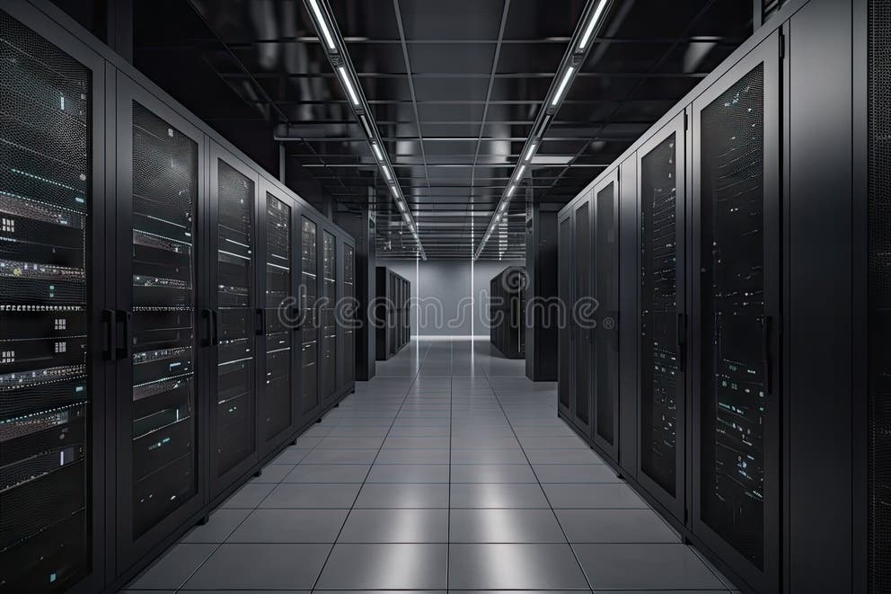 High-tech Storage Data Center, with Rows of Servers and Racks of ...
