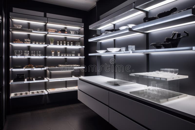 High-tech Storage Solution, with Futuristic Shelving and Lighting for ...