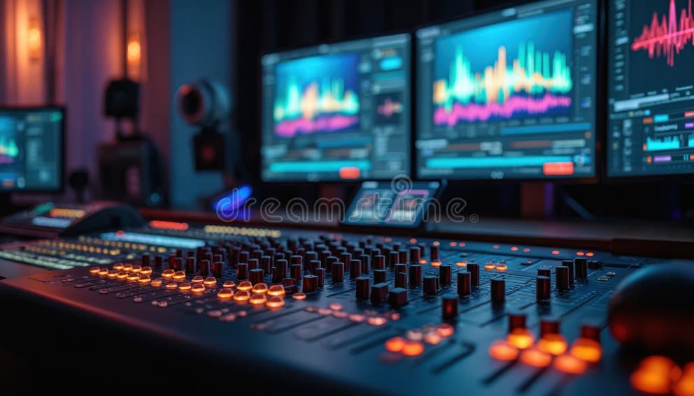 High-tech Studio Control Room Features Video Editing Software for ...