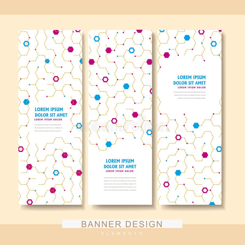 Simplicity Hexagon Element Banners Set Stock Vector - Illustration of ...