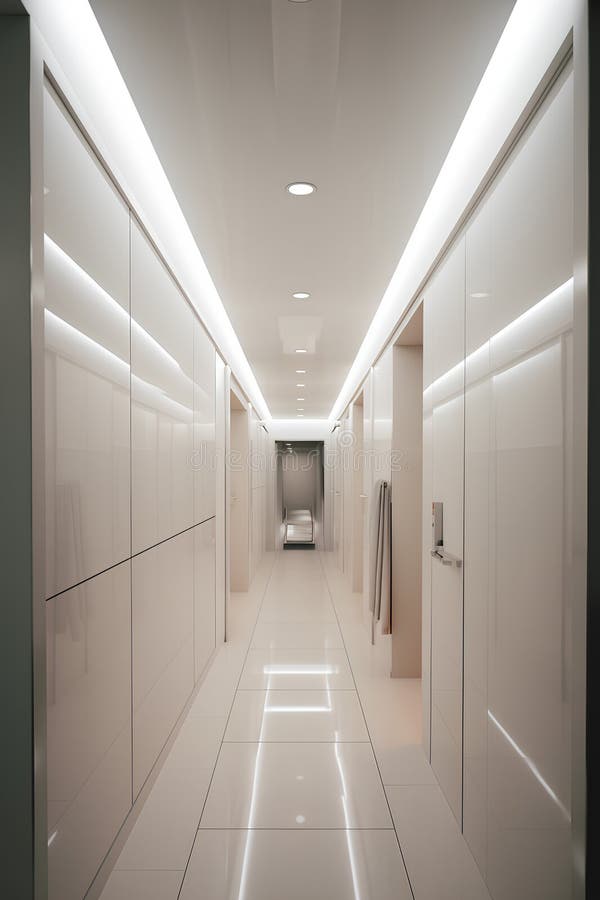 High-tech Style Hallway Interior in the Hotel or Luxury House Stock ...