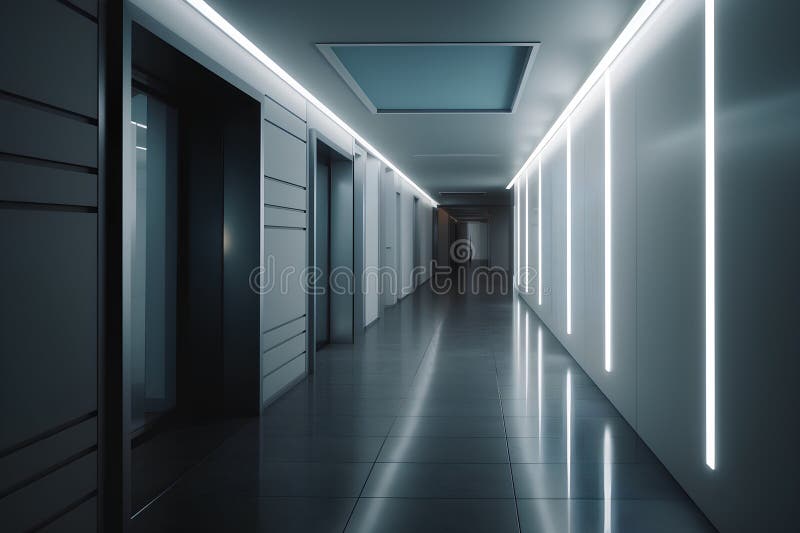 High-tech Style Hallway Interior in the Hotel or Luxury House Stock ...