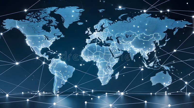 Futuristic Global Network Background with Connection Dots and World Map ...