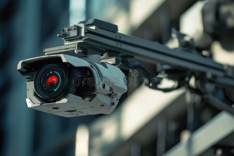 Surveillance Camera Mounted on a Structure Observing Urban Environment ...