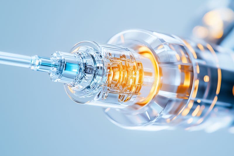 High-tech Syringe Showcasing Glowing Components during a Medical ...
