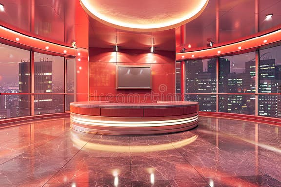 High-tech Television Studio with a Digital Globe, Perfect for News ...