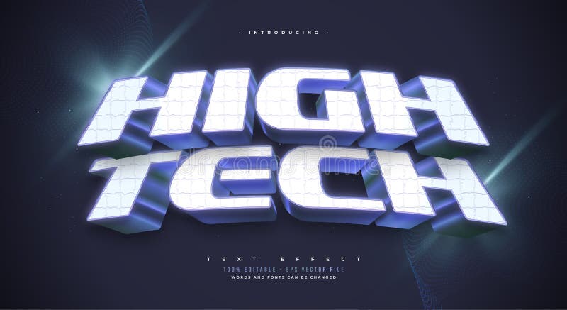 Hi-Tech Text Style with Glowing Purple Neon Effect Stock Vector ...