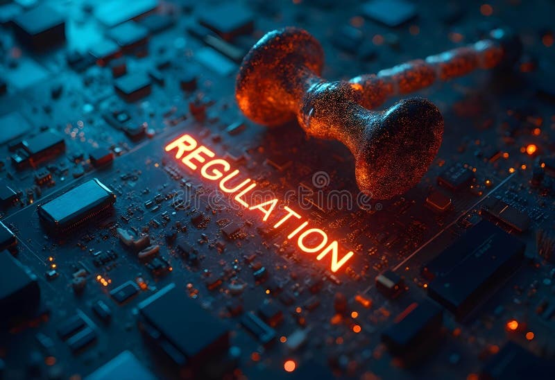 The High-tech Theme of Digital Law and Justice, a Gavel and Text ...