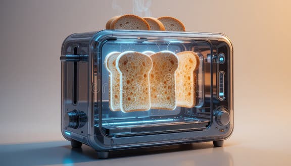 High-tech Toaster with Glowing Holographic Bread Stock Illustration ...