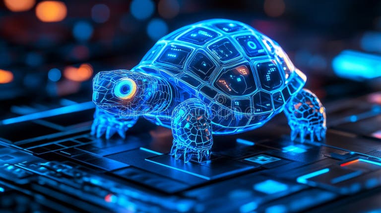 High Tech Tortoise. Holographic Tortoise in Digital Space, Emerging ...