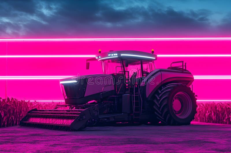 High-Tech Tractor in a Digital Landscape, Representing Innovation in ...