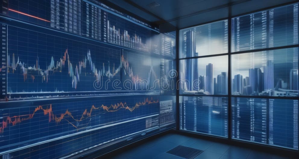 High-tech Trading Room with Advanced Financial Data Analytics Stock ...