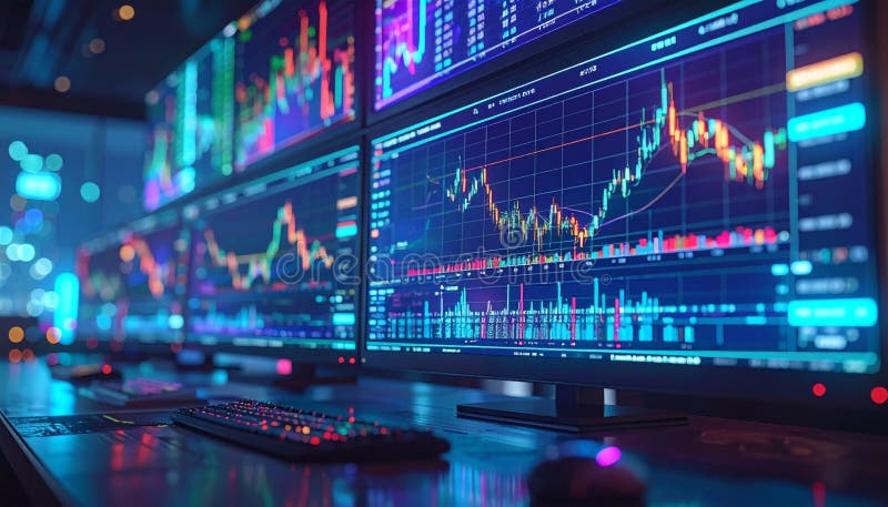 Tech Stock Market Analysis Workstation Stock Illustrations – 130 Tech ...