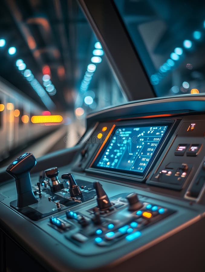 High-tech Train Cockpit Interior Showcasing Modern Controls and ...