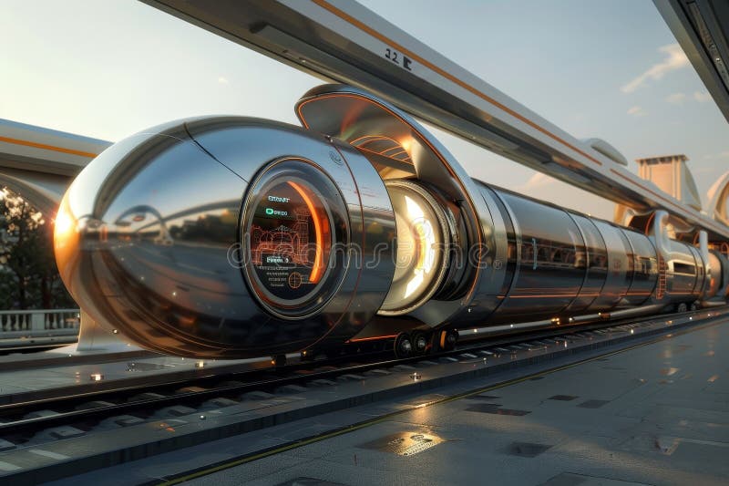 A High-tech Train with a Sleek Design Moving on Advanced Railway Tracks ...