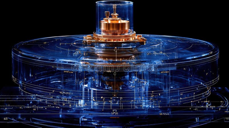 Hightech Transparent Digital Component with Blueprints and Technical ...