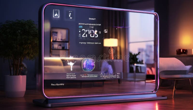 High-tech Transparent Smart Screen in Modern Living Room Stock ...